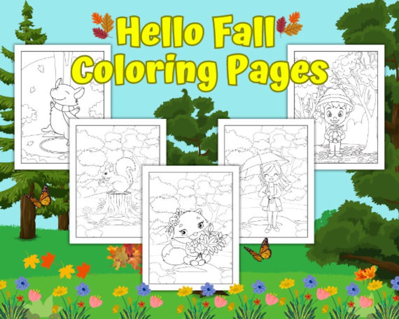 30 Hello Fall Coloring Pages, Instant Printable Download - Etsy