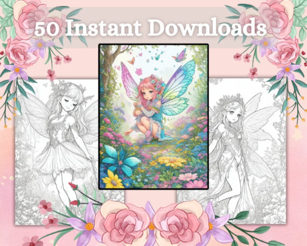 50 Enchanting Forest Fairies Printable Coloring Pages, Instant Download ...