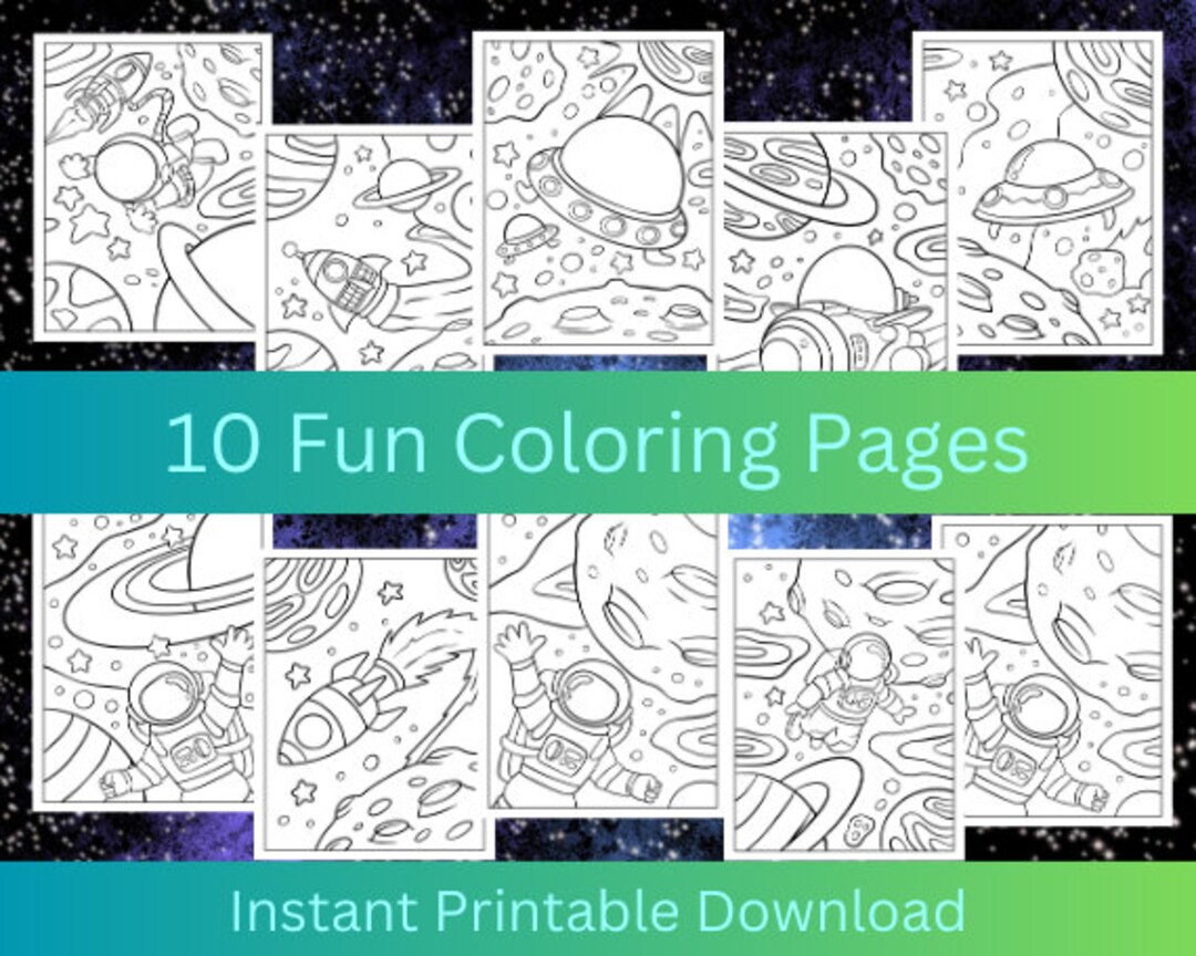 10 Outer Space Coloring Pages, Instant Printable Download - Etsy