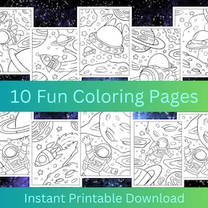 10 Outer Space Coloring Pages, Instant Printable Download - Etsy
