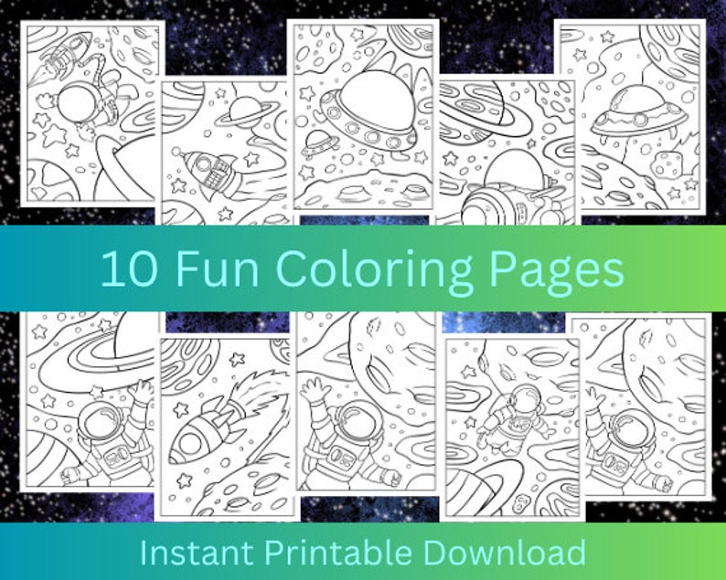 10 Outer Space Coloring Pages, Instant Printable Download - Etsy