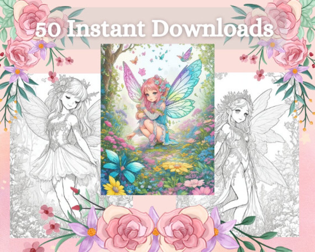 50 Enchanting Forest Fairies Printable Coloring Pages Instant - Etsy