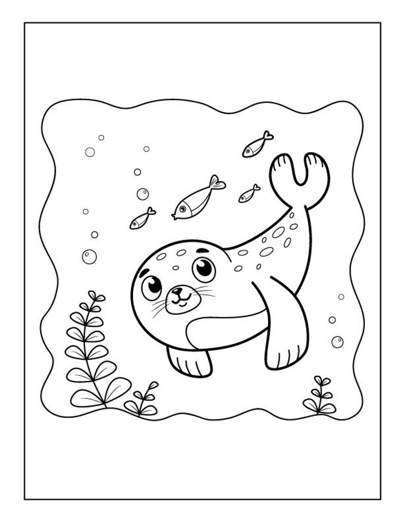 9 Cute Under the Sea Animals Coloring Pages, Instant Printable Download ...