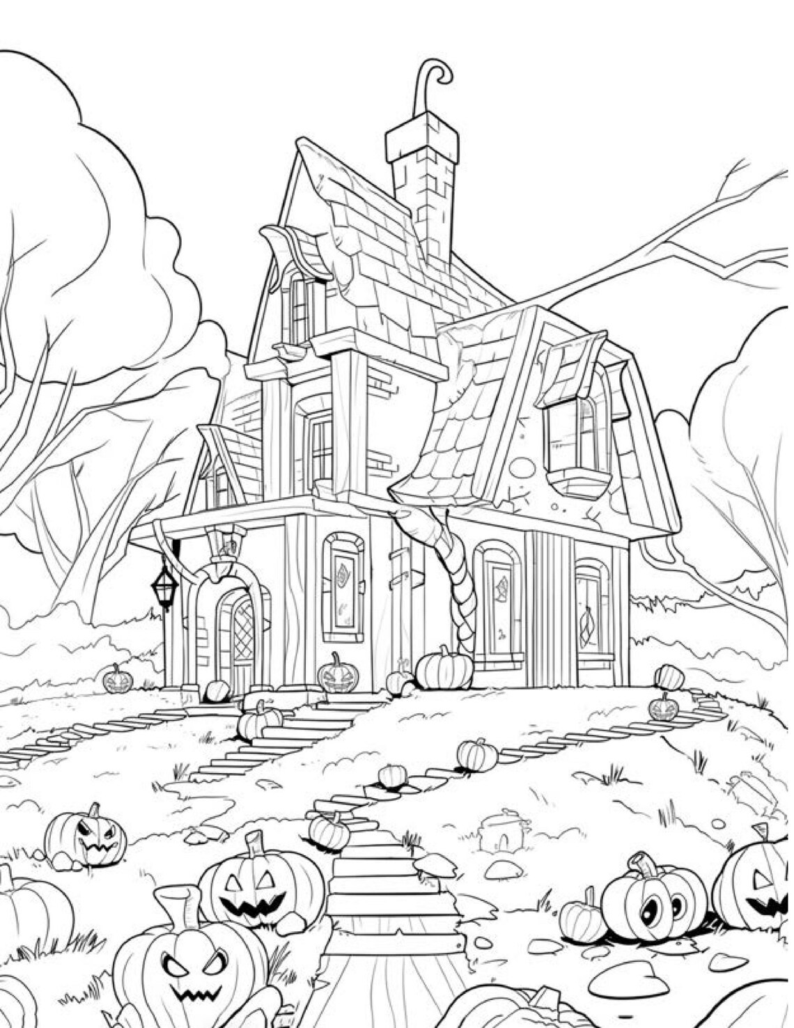 50 Cute and Creepy Halloween Coloring Pages, Instant Printable Download ...