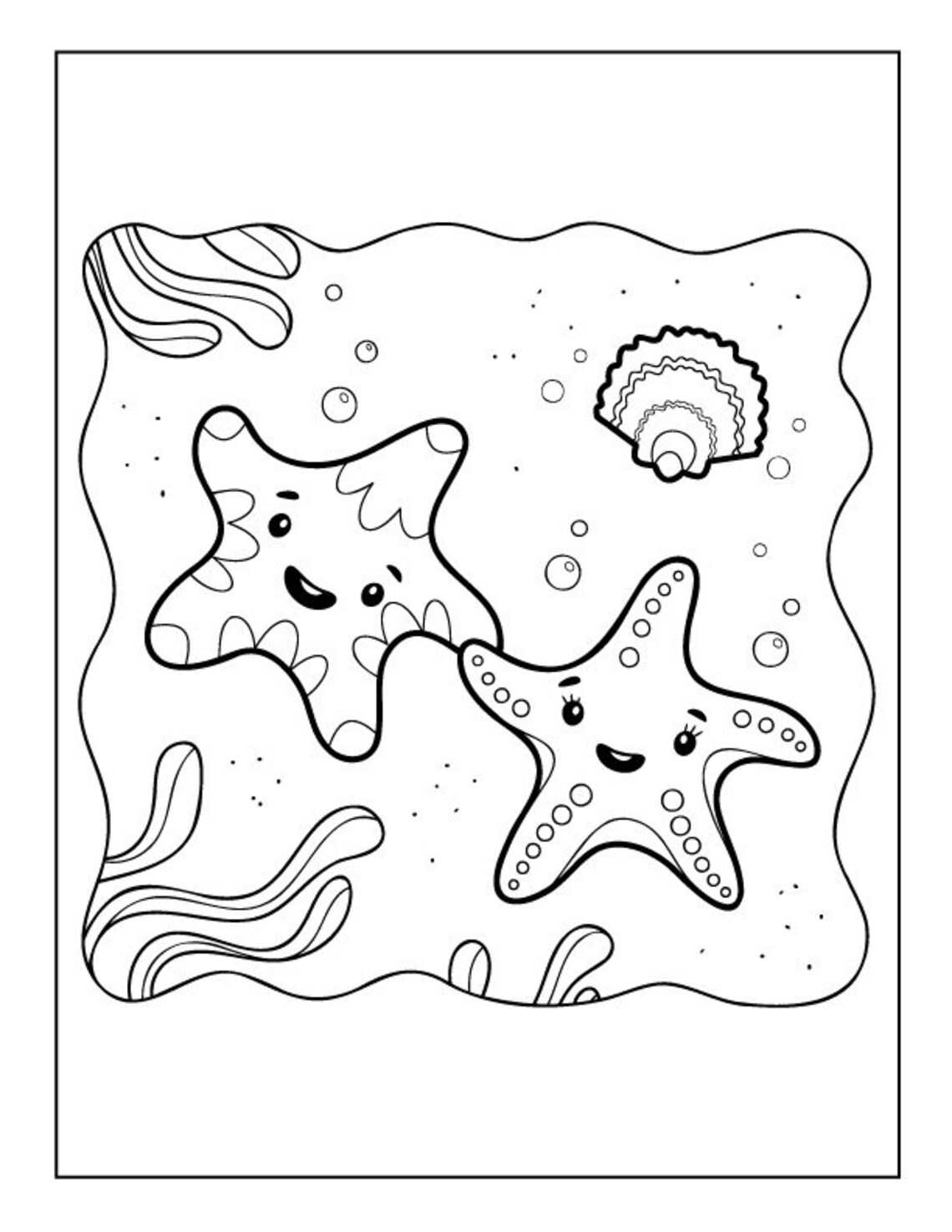 9 Cute Under the Sea Animals Coloring Pages, Instant Printable Download ...