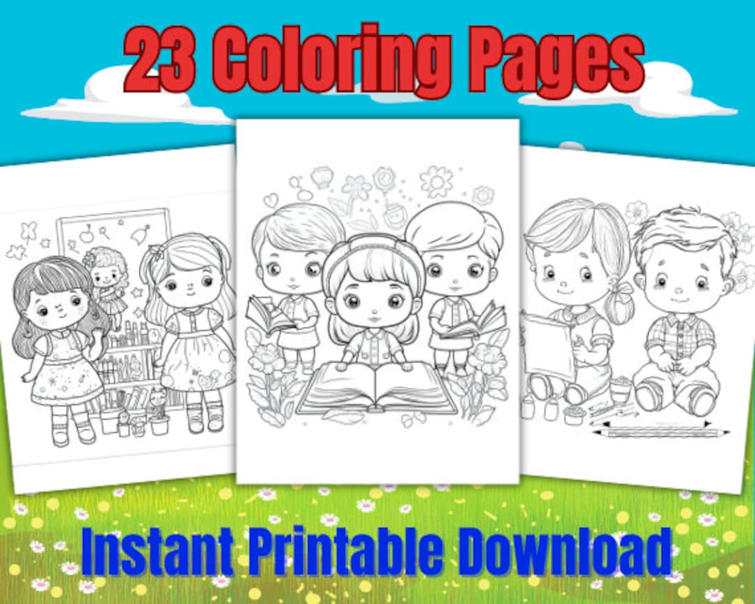 23 Cute Kids Coloring Pages, Instant Download, Print at Home - Etsy