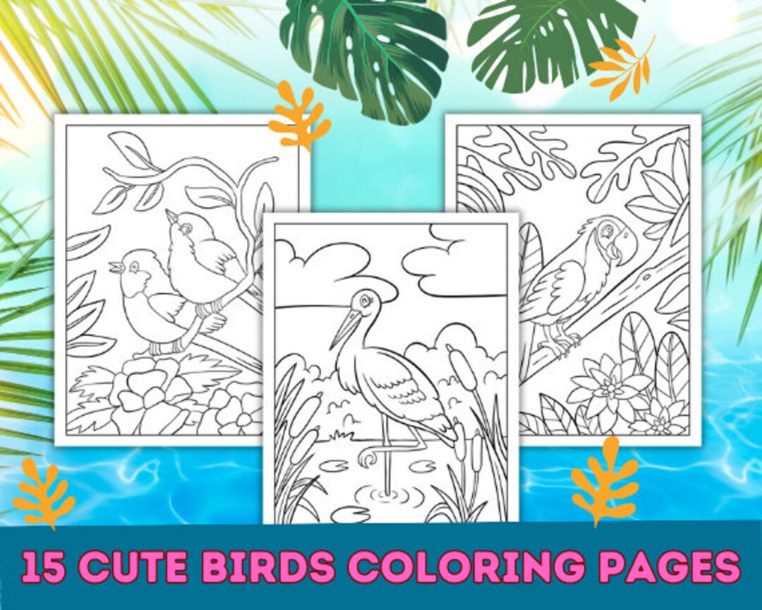 15 Cute Birds Coloring Pages, Instant Printable Download - Etsy