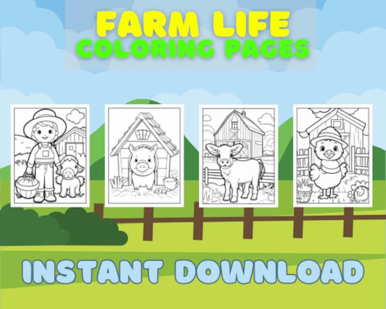 34 Farm Life Coloring Pages, Instant Download - Etsy