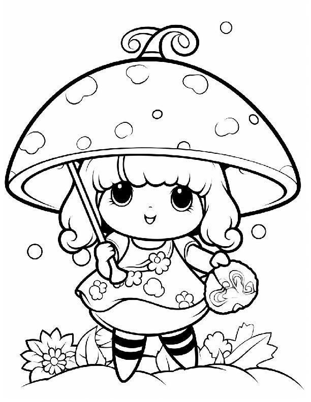 32 Cute Mushroom Kids Coloring Pages, Instant Printable Download - Etsy