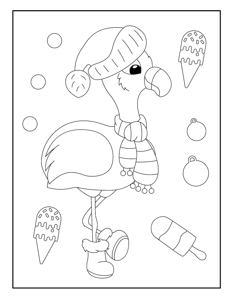 30 Cute Flamingo Coloring Pages for Children and Adults, Instant ...