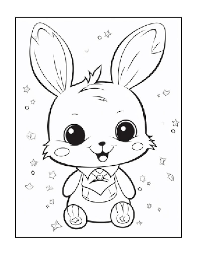 58 Cute Kawaii Animals Coloring Pages, Instant Printable Download - Etsy