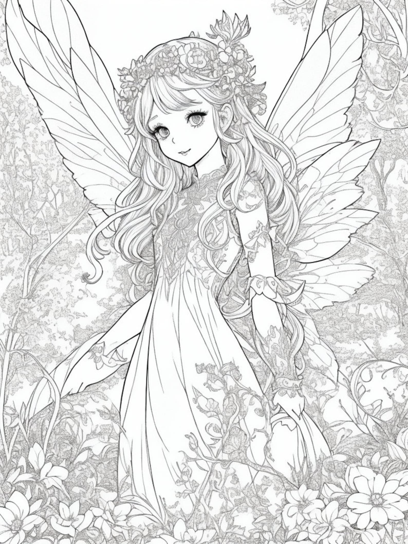 50 Enchanting Forest Fairies Printable Coloring Pages, Instant Download ...