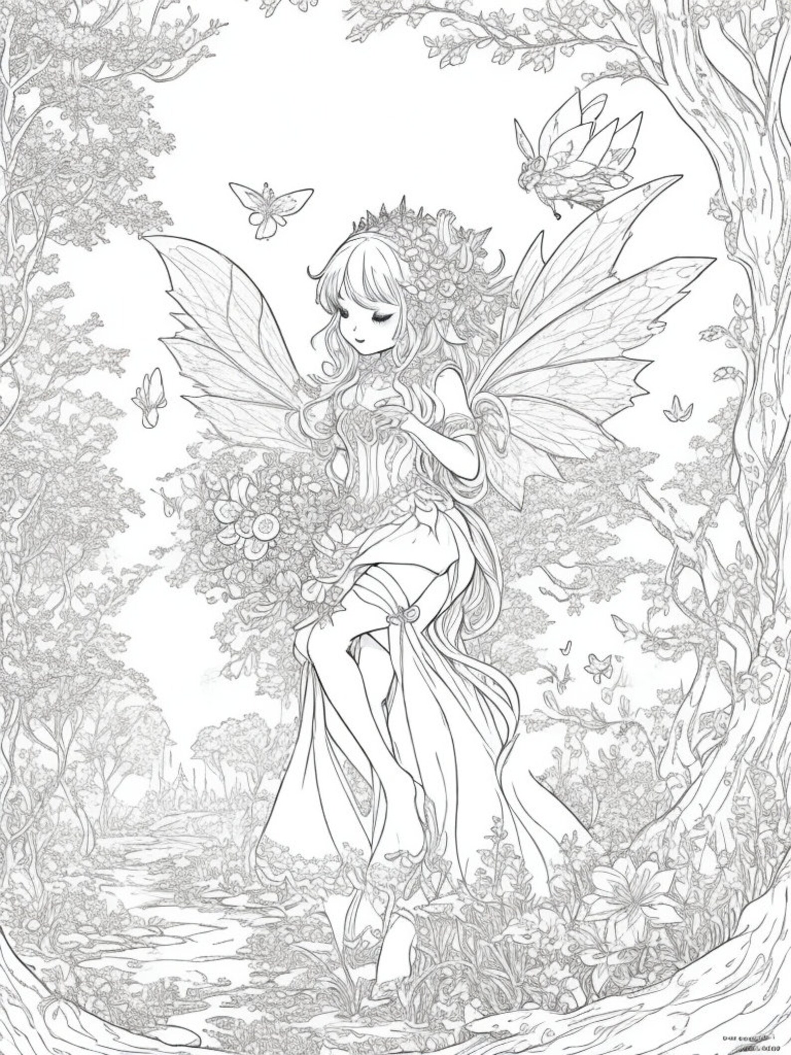 50 Enchanting Forest Fairies Printable Coloring Pages, Instant Download ...