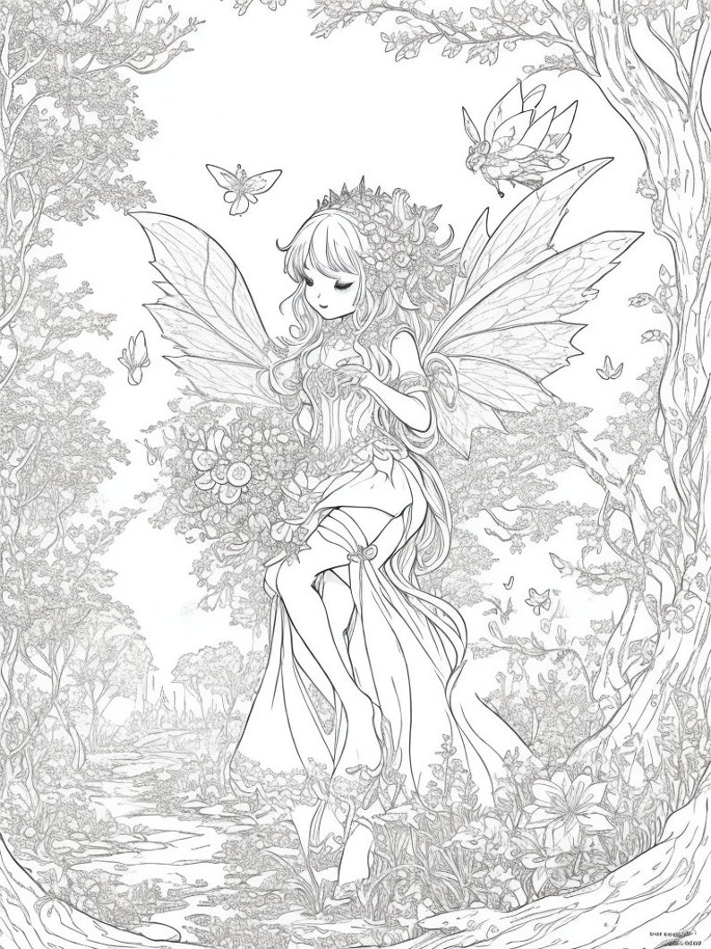 50 Enchanting Forest Fairies Printable Coloring Pages, Instant Download ...