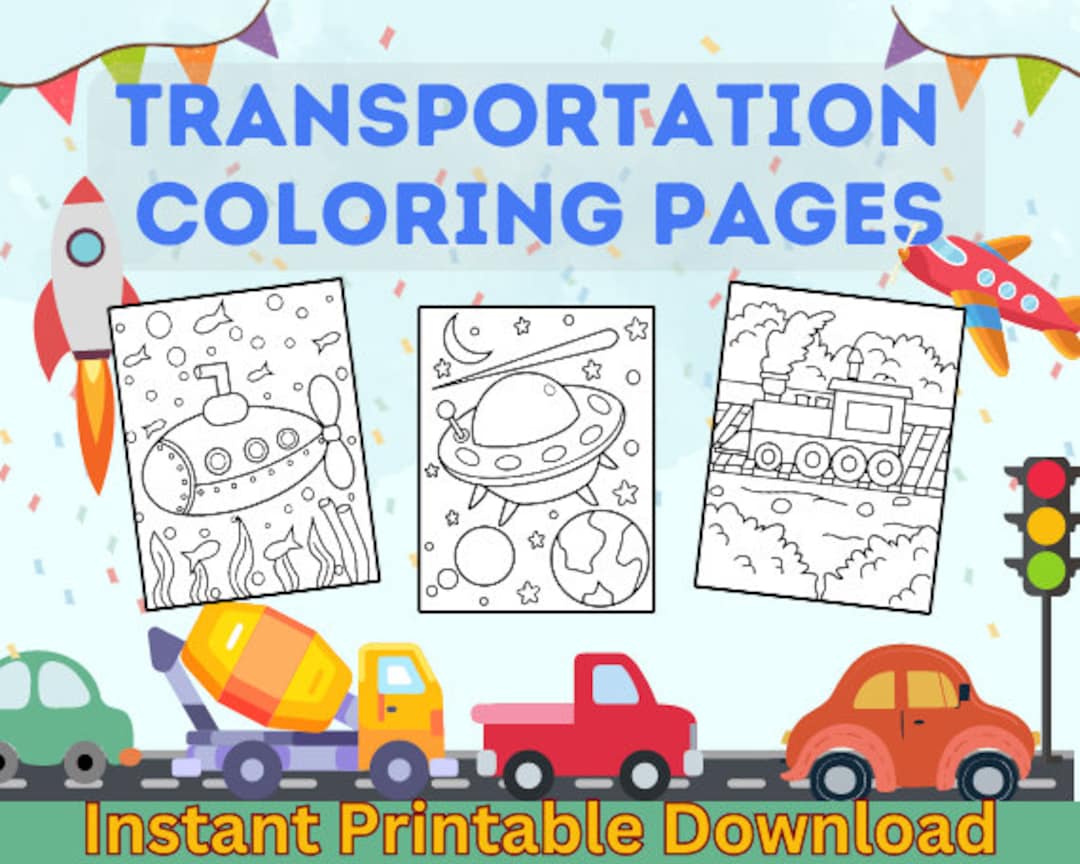 30 Cute Transportation Coloring Pages, Instant Printable Download - Etsy
