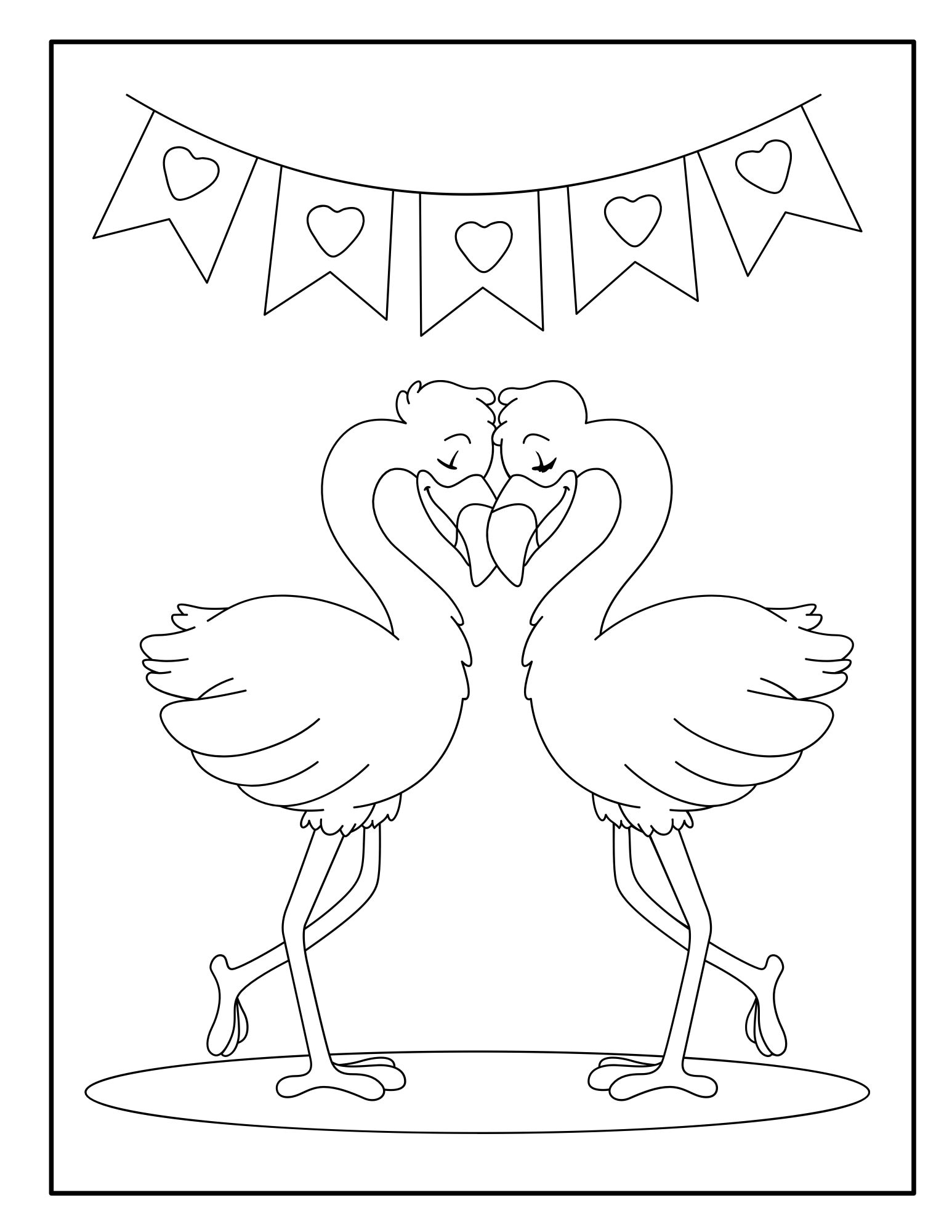 30 Cute Flamingo Coloring Pages for Children and Adults, Instant ...