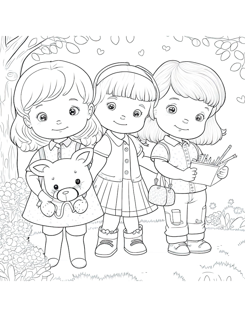 23 Cute Kids Coloring Pages, Instant Download, Print at Home - Etsy