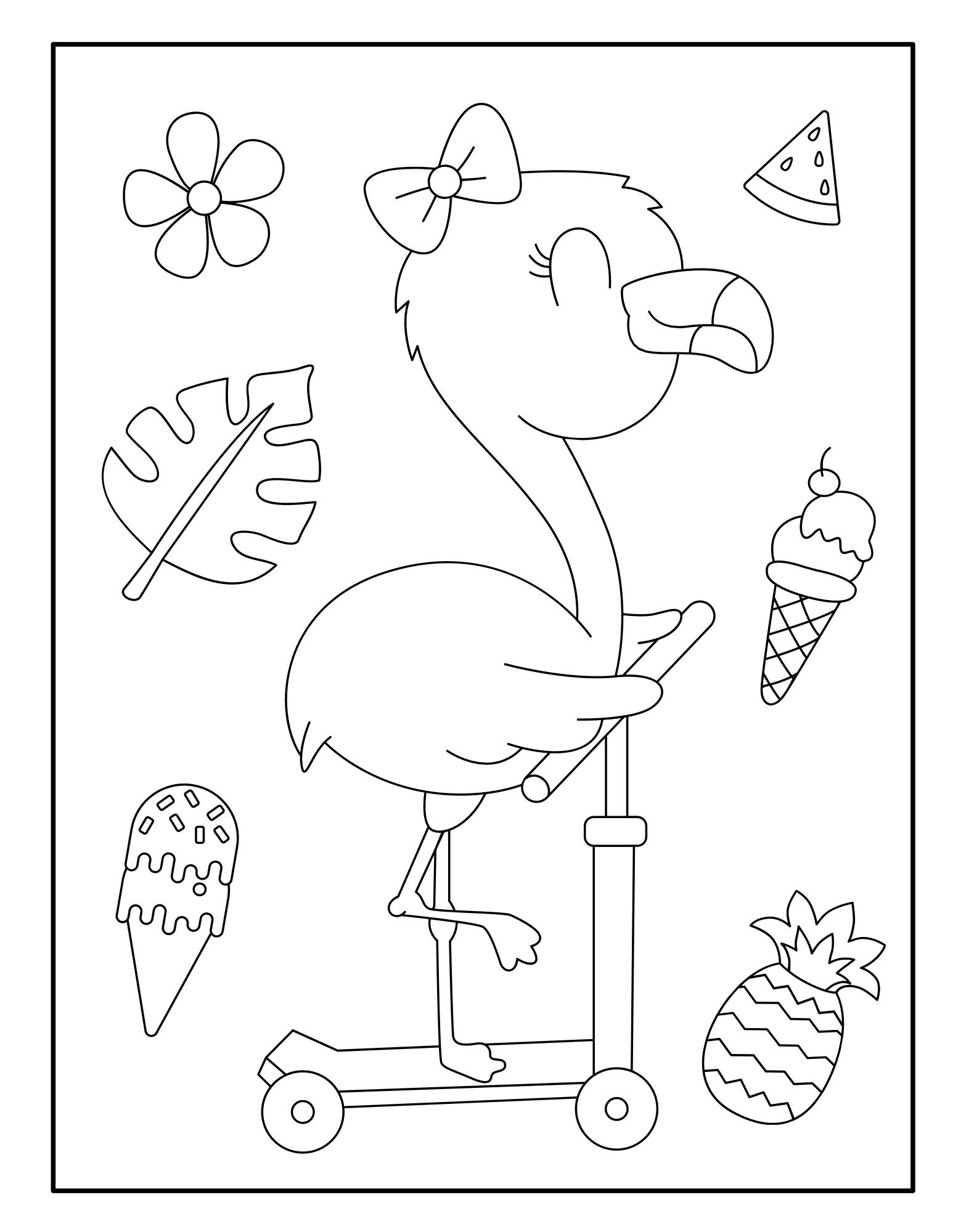 30 Cute Flamingo Coloring Pages for Children and Adults, Instant ...
