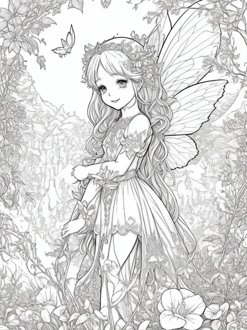 50 Enchanting Forest Fairies Printable Coloring Pages, Instant Download ...