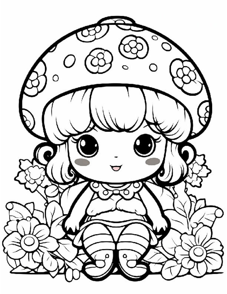 32 Cute Mushroom Kids Coloring Pages, Instant Printable Download - Etsy