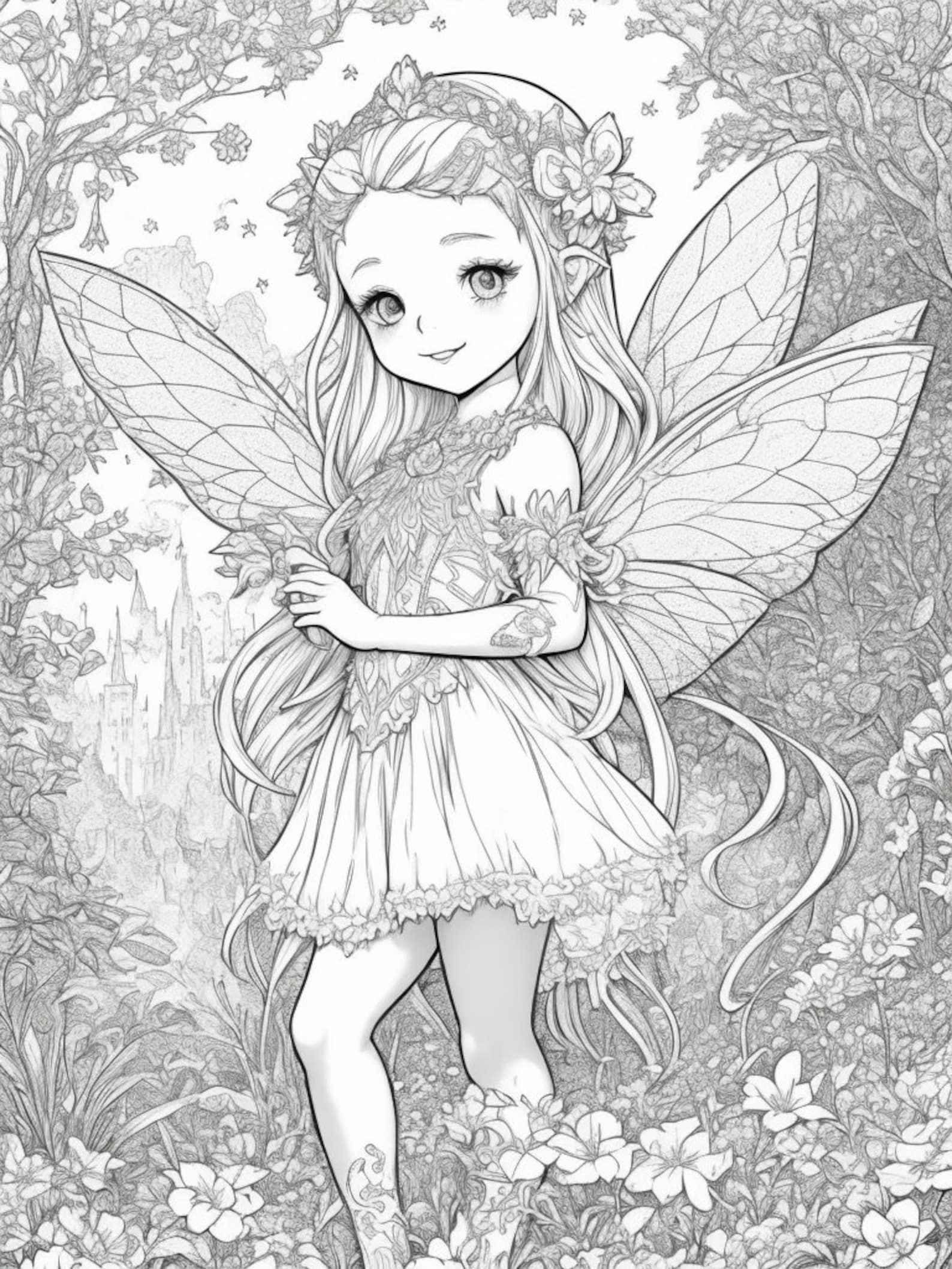 50 Enchanting Forest Fairies Printable Coloring Pages, Instant Download ...