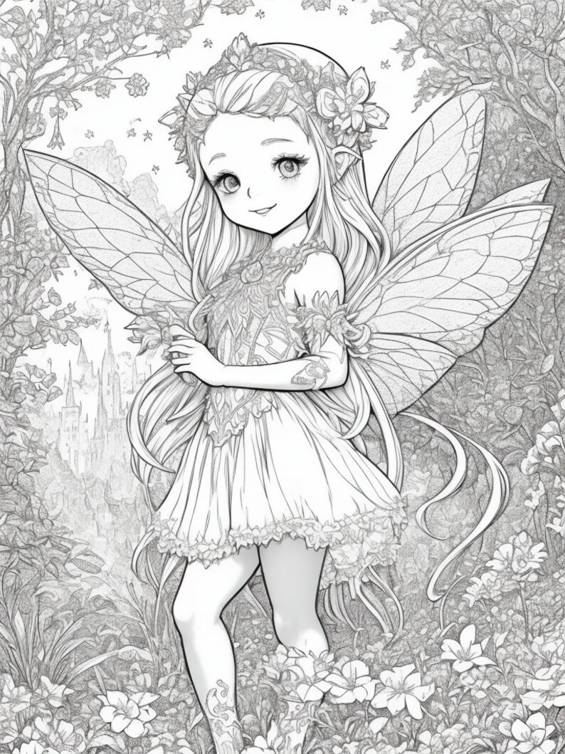 50 Enchanting Forest Fairies Printable Coloring Pages, Instant Download ...
