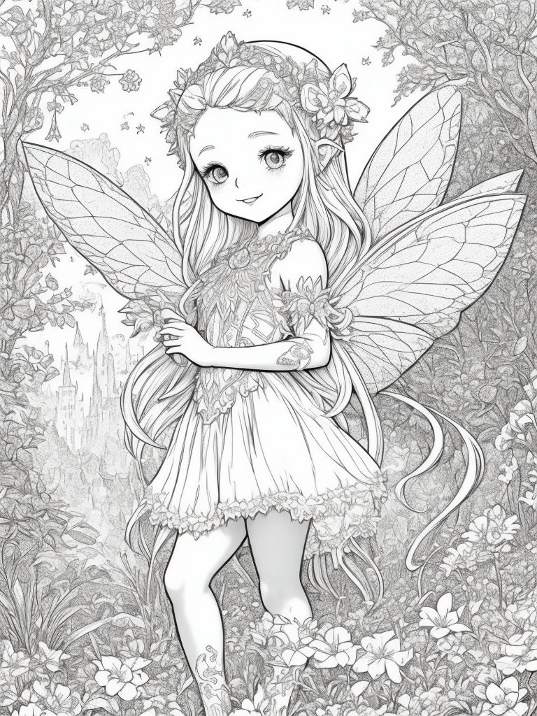 50 Enchanting Forest Fairies Printable Coloring Pages, Instant Download ...