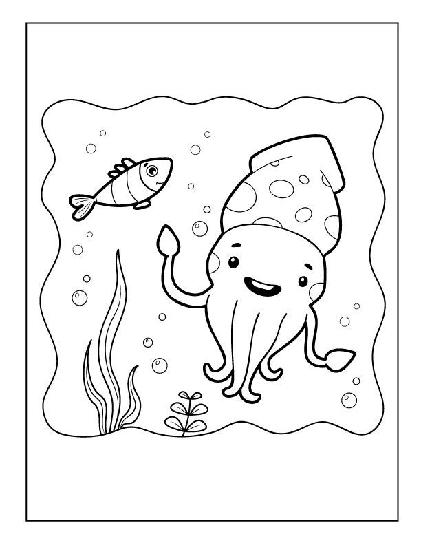 9 Cute Under the Sea Animals Coloring Pages, Instant Printable Download ...