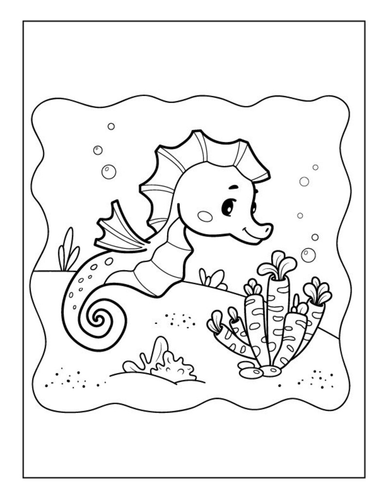 9 Cute Under the Sea Animals Coloring Pages, Instant Printable Download ...