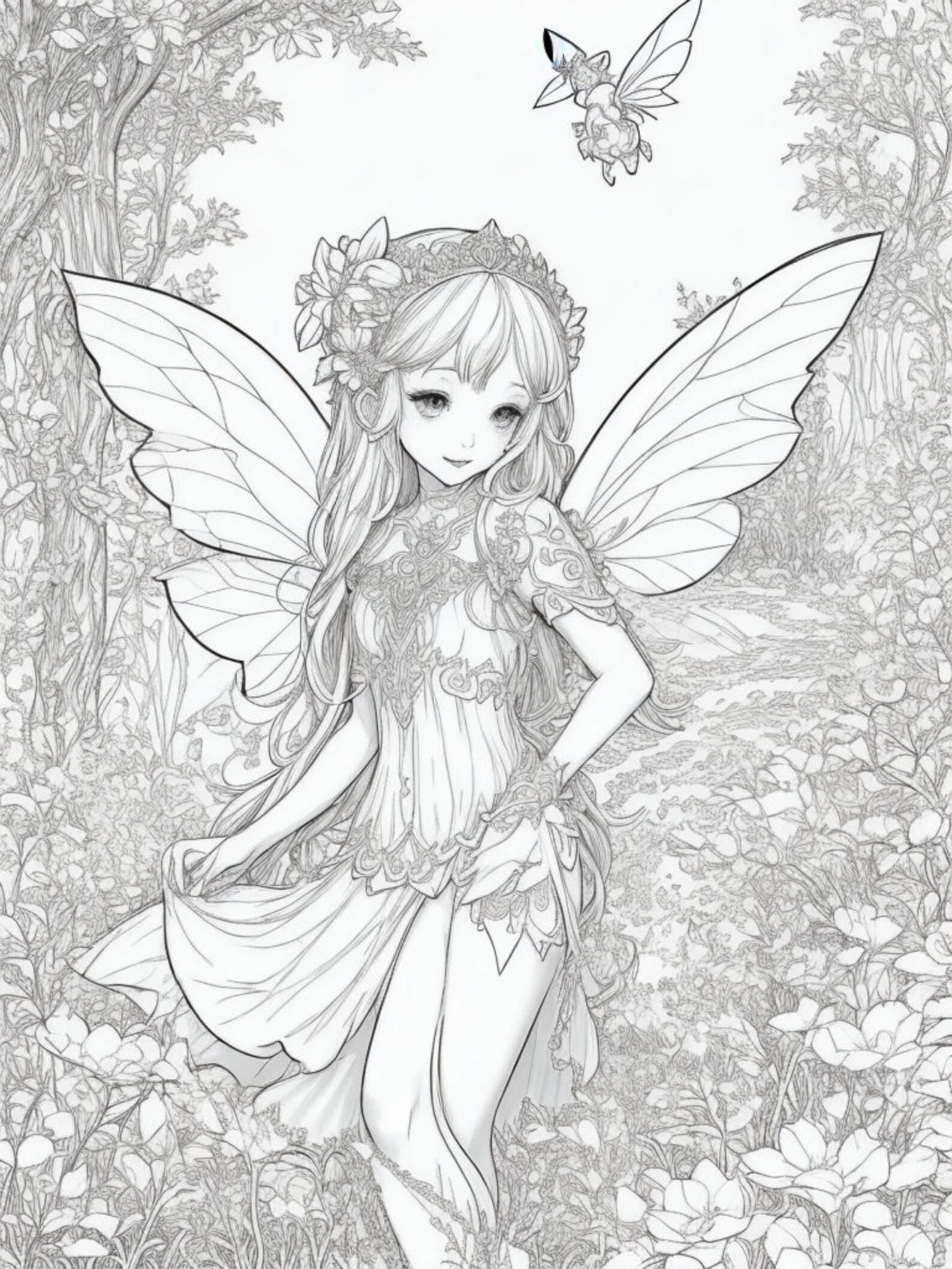 50 Enchanting Forest Fairies Printable Coloring Pages, Instant Download ...