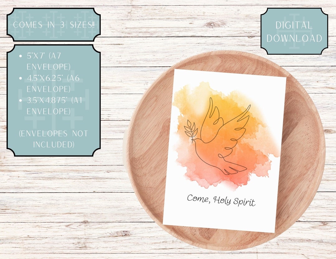 Watercolor Dove Holy Spirit Card in Orange Digital Download PRINTABLE ...