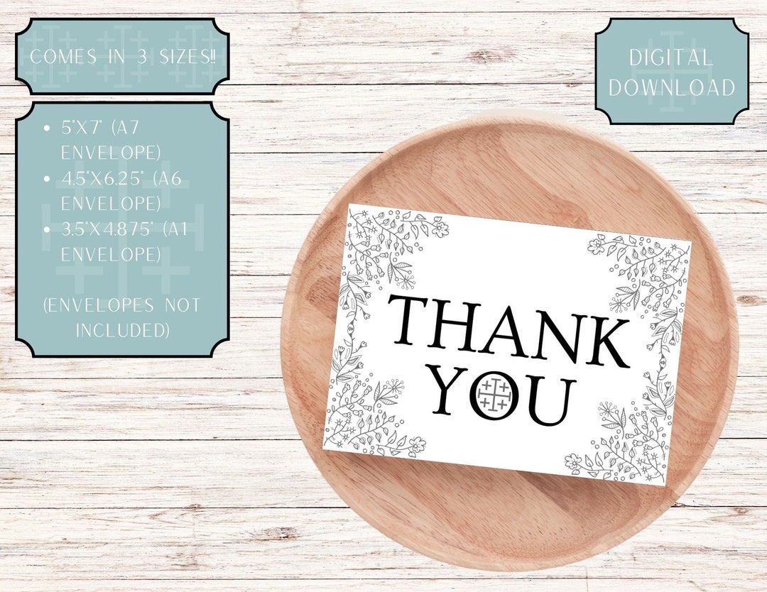 Crusaders Cross Thank You Card in Grey Printable / Digital Download ...