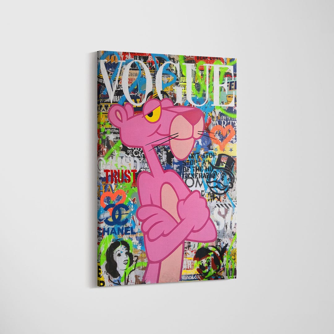 Pink Panther Pop Art Wall Art, Pink Panther Street Art Decor, Pink ...