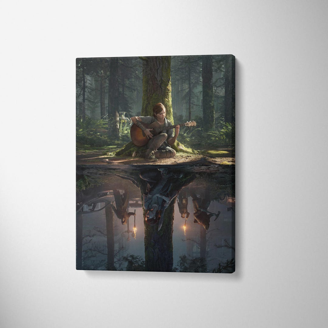 Last of Us Part 2 Ellie Playing the Guitar Day/night Framed Canvas Wall ...