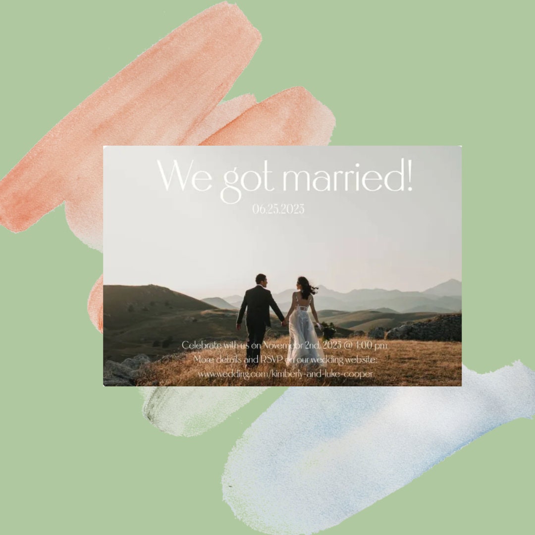 Marriage Announcement Card Template Elopement Download Card Reception ...