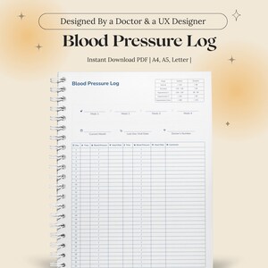 Blood Pressure Tracker, Hypertension Monitor Chart, BP Log, Digital ...