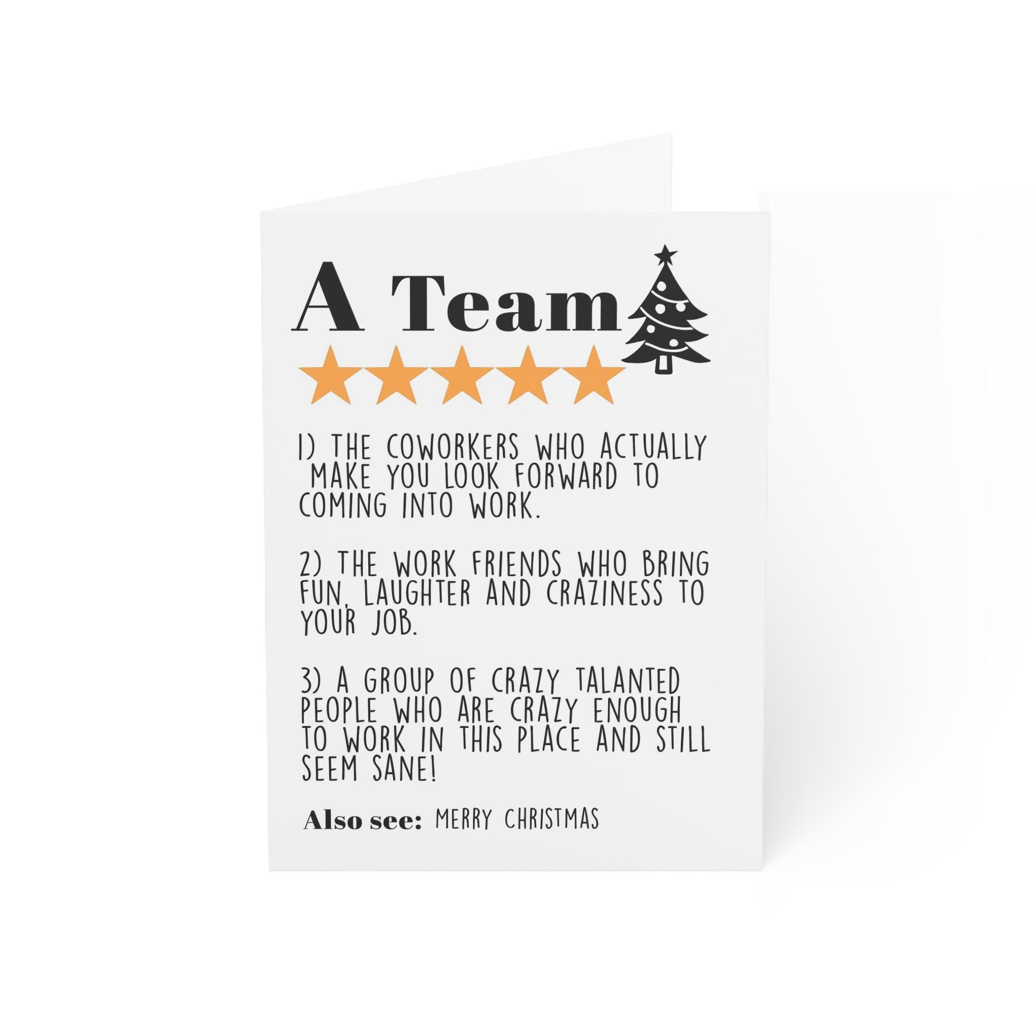 A Team Christmas *5 Star Rating Christmas Card: Coworker Xmas Card ...