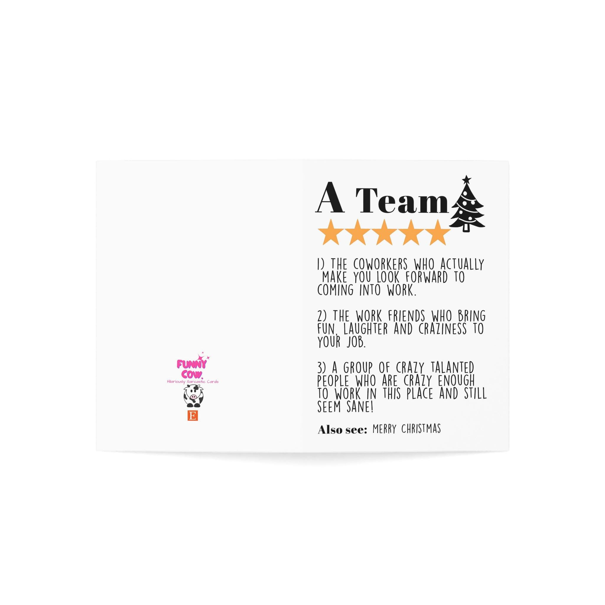 A Team Christmas *5 Star Rating Christmas Card: Coworker Xmas Card ...