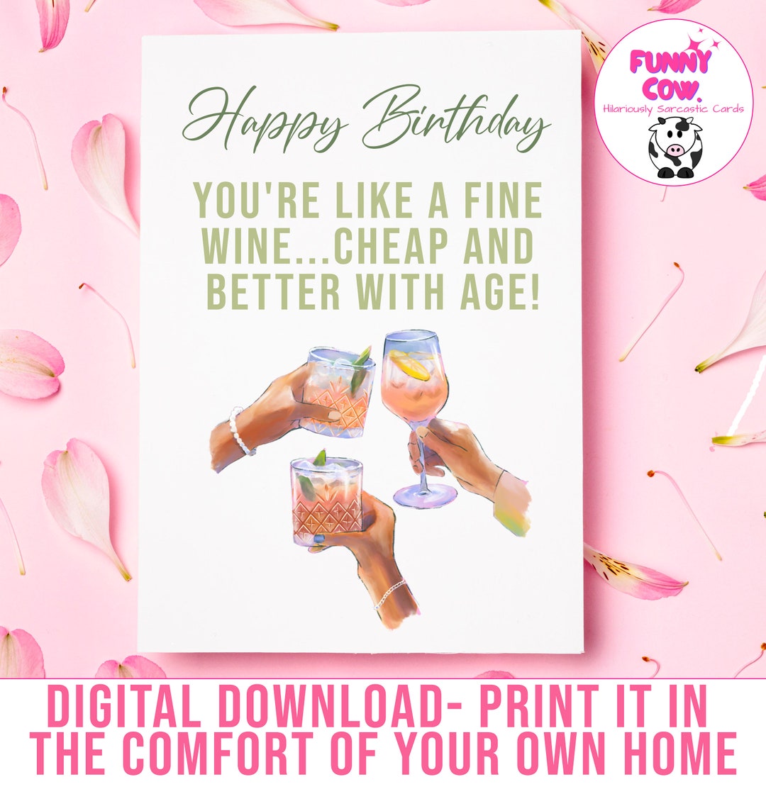 AGE LIKE FINE Wine Birthday Card: Partner Card |friend Card | Co Worker ...
