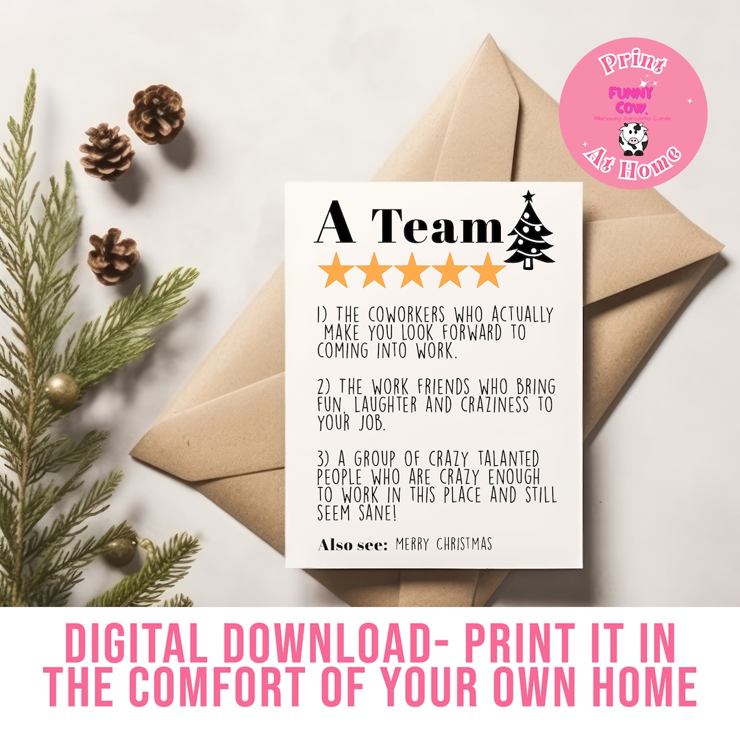 A Team Christmas *5 Star Rating Christmas Card: Coworker Xmas Card ...