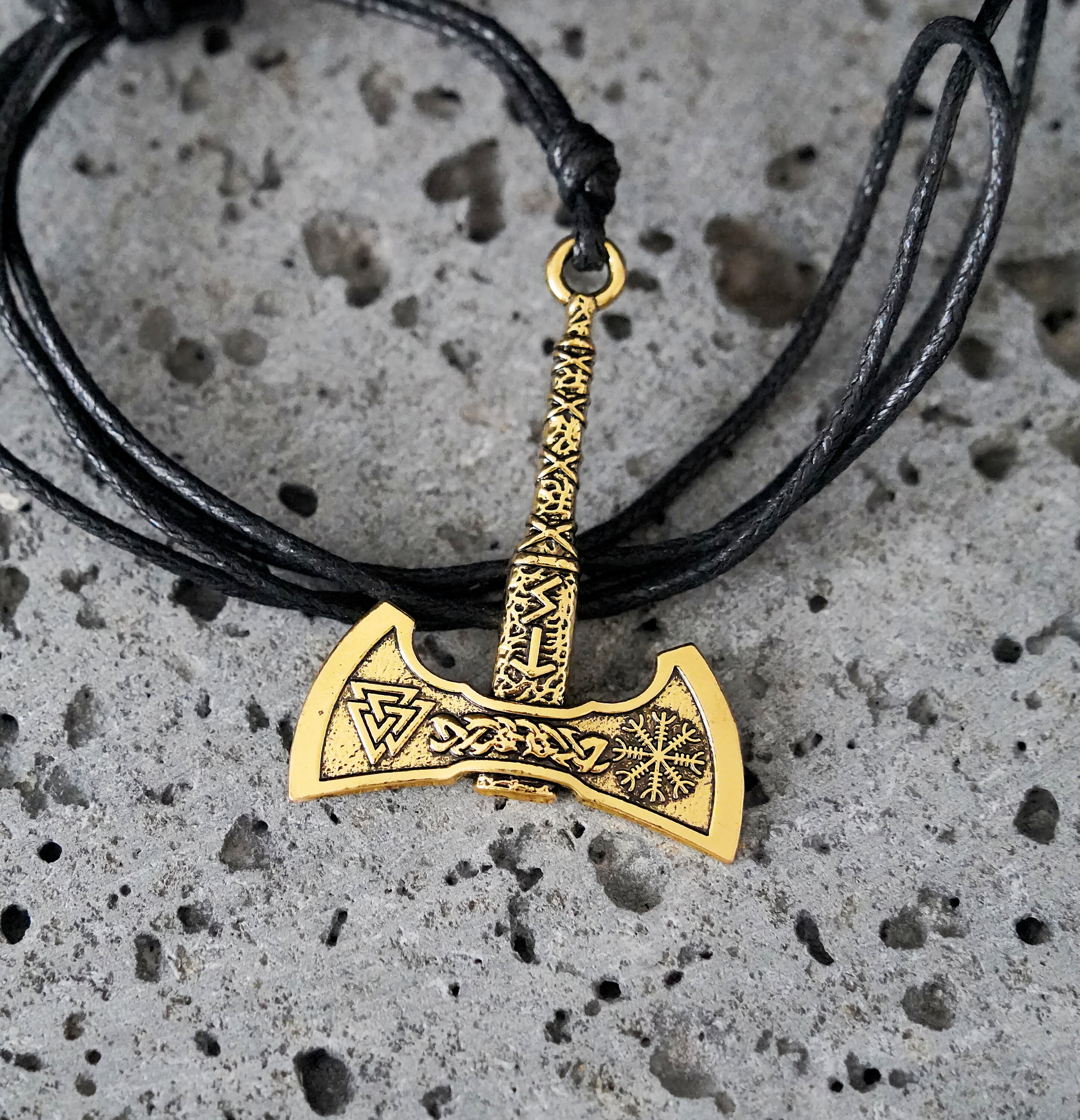 Vikingaura Viking Ax Axe Necklace for Men Norse Viking Runes Compass ...