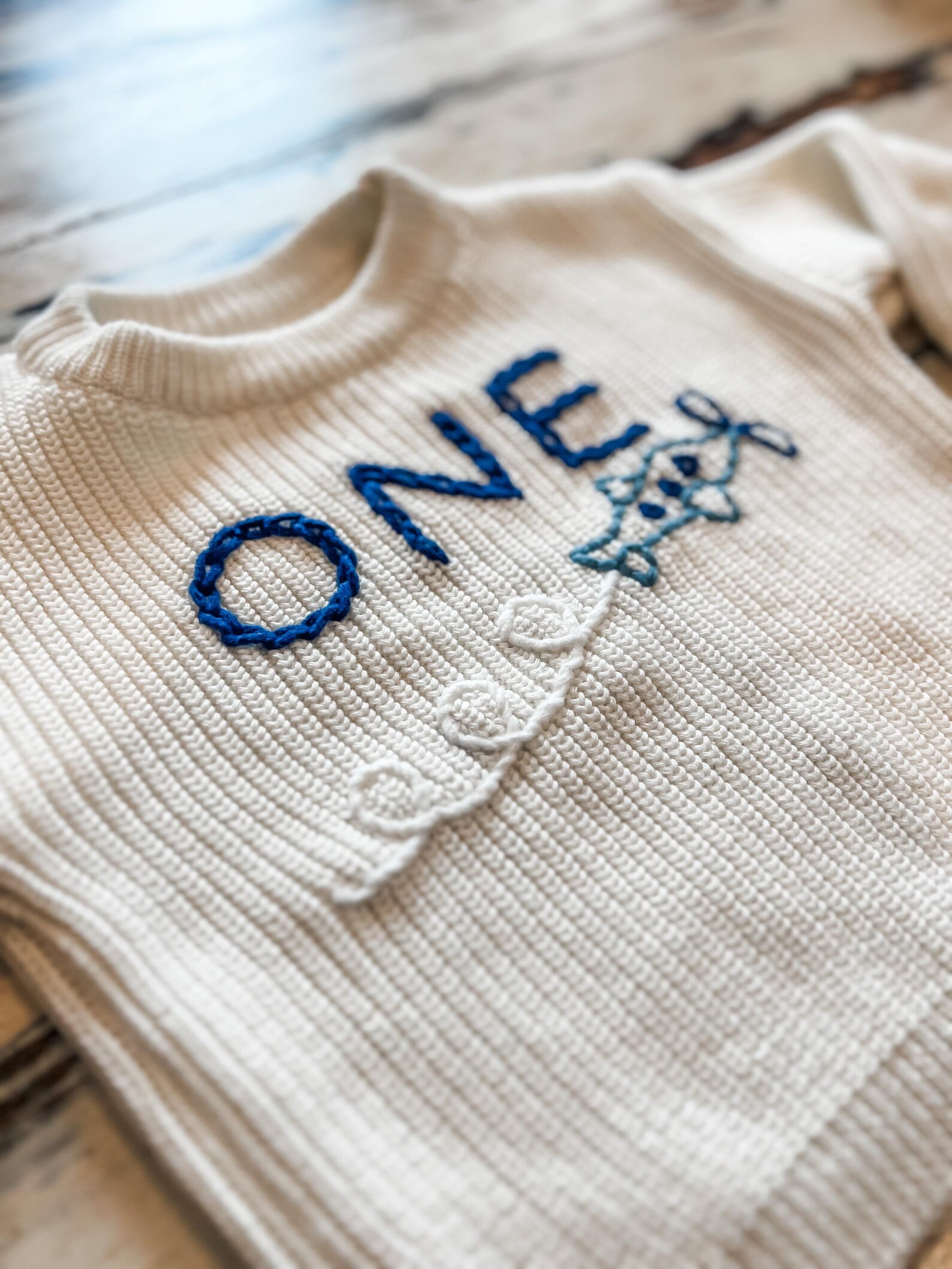 Custom Hand Embroidered Name Sweater With Airplane Icon - Etsy