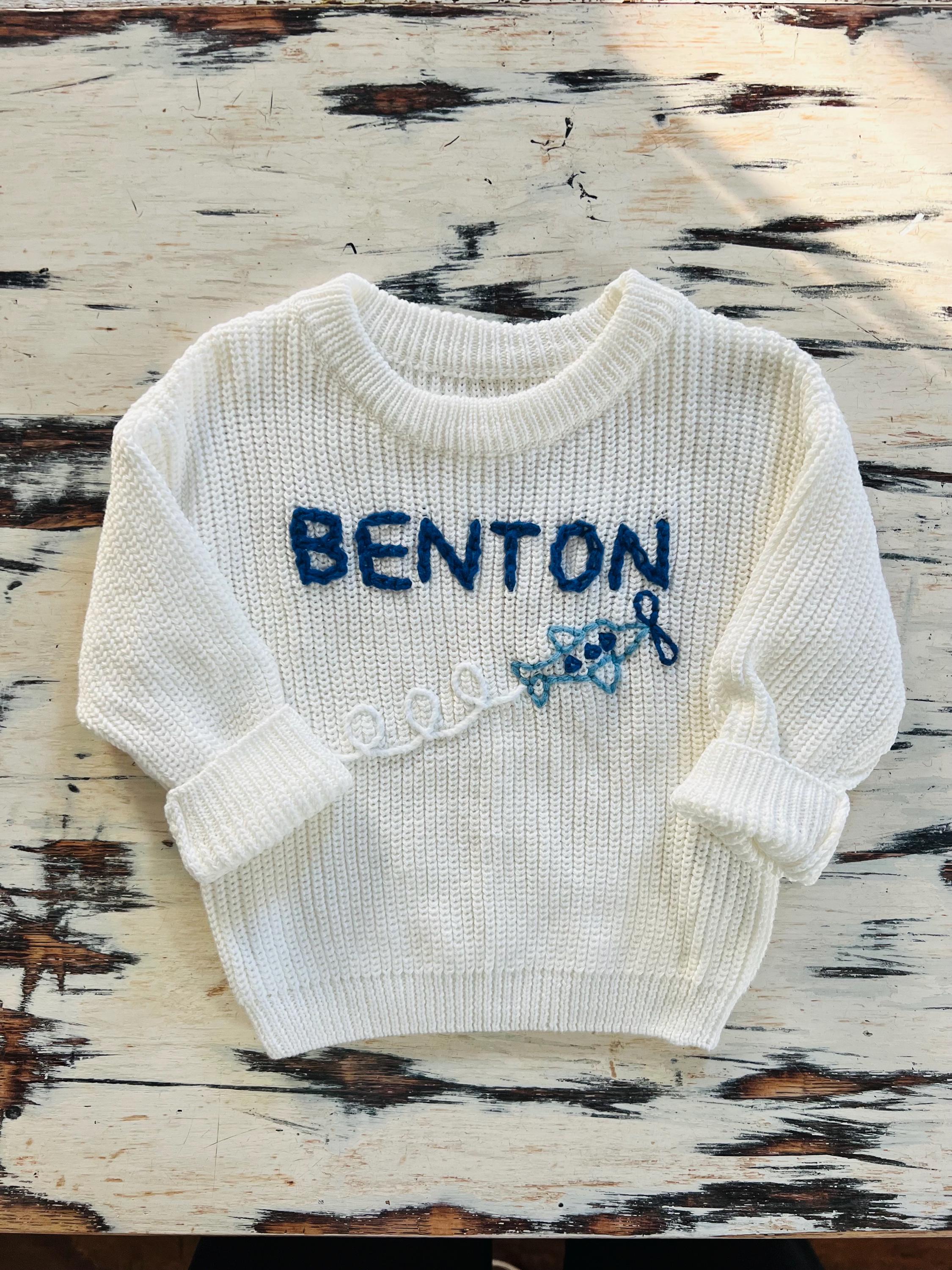 Custom Hand Embroidered Name Sweater With Airplane Icon - Etsy