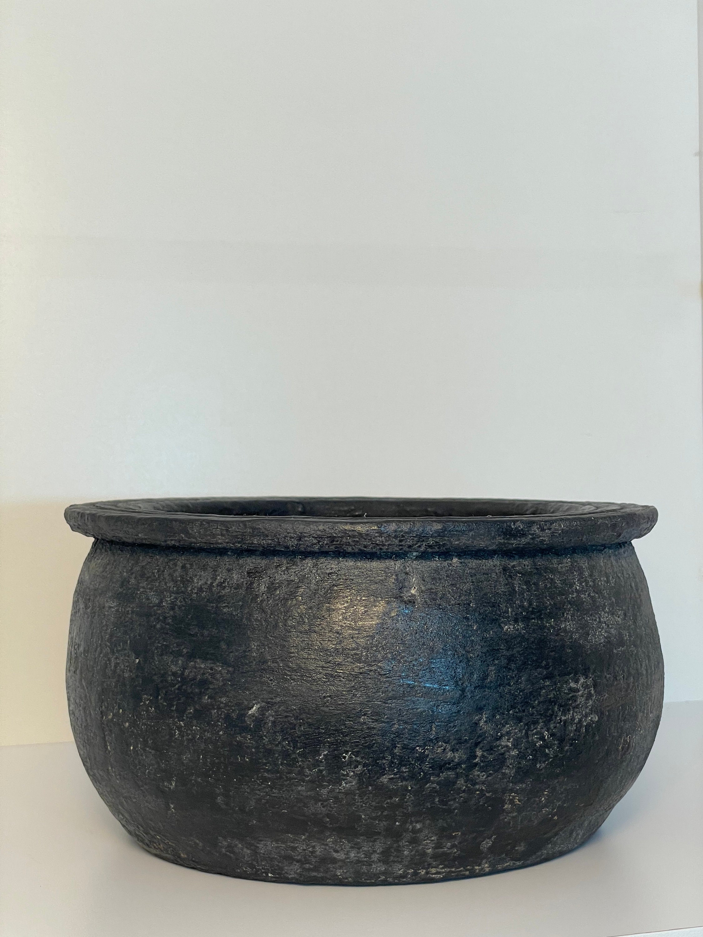 Black Rustic Unglazed Terracotta Pot, Aged Clay Decorative Pot - Etsy