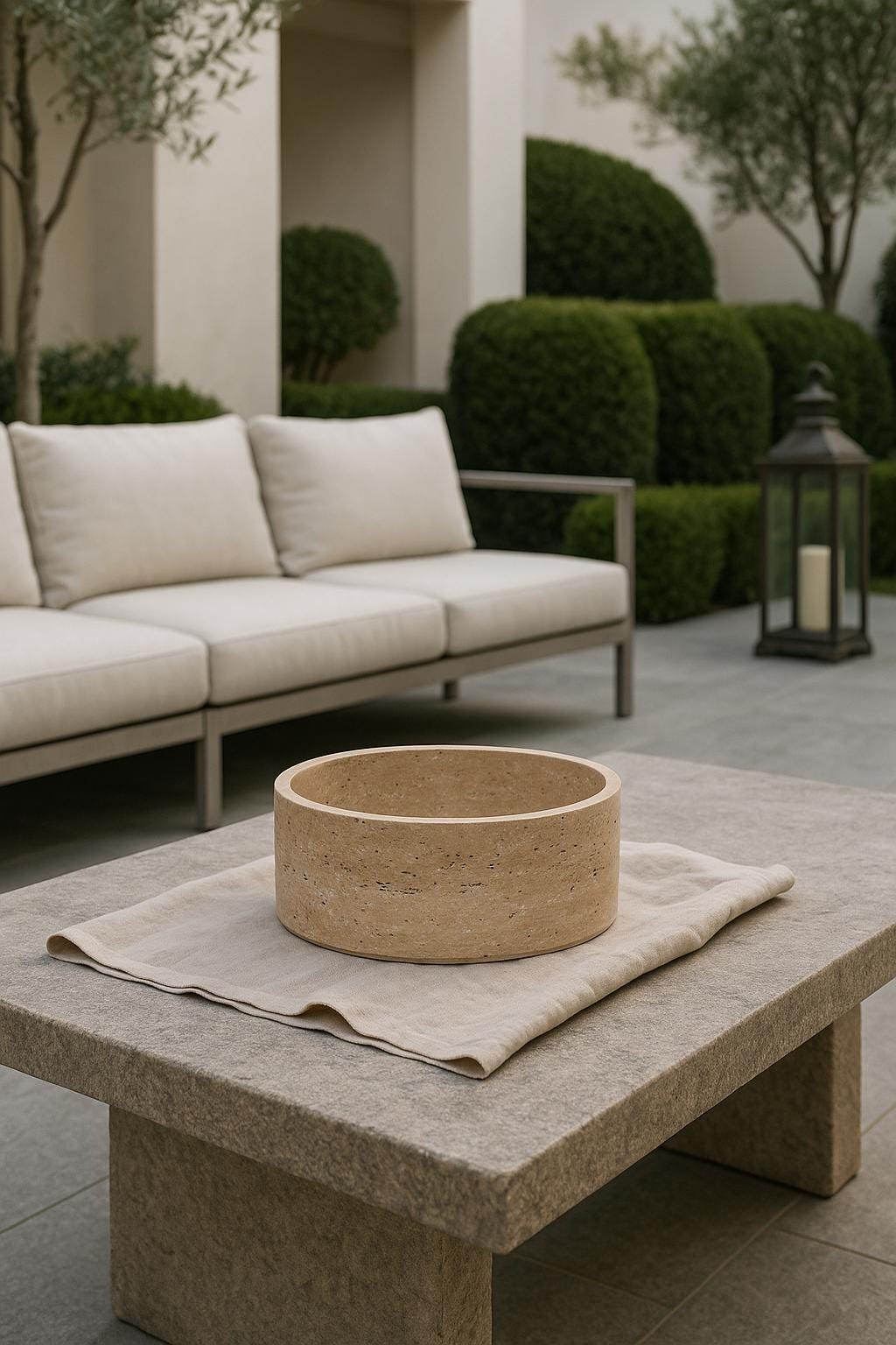 Beige Travertine Round Bowl, Natural Stone Decorative Centerpiece - Etsy