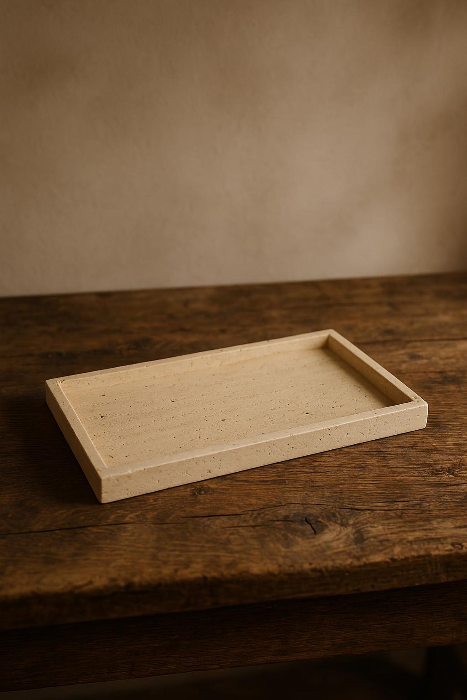 Travertine Stone Tray – Minimal Rectangular Catchall - Etsy