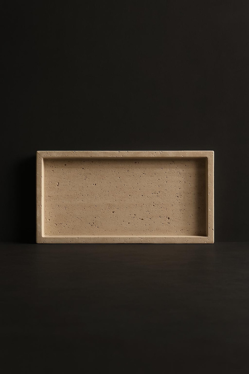 Travertine Stone Tray – Minimal Rectangular Catchall - Etsy