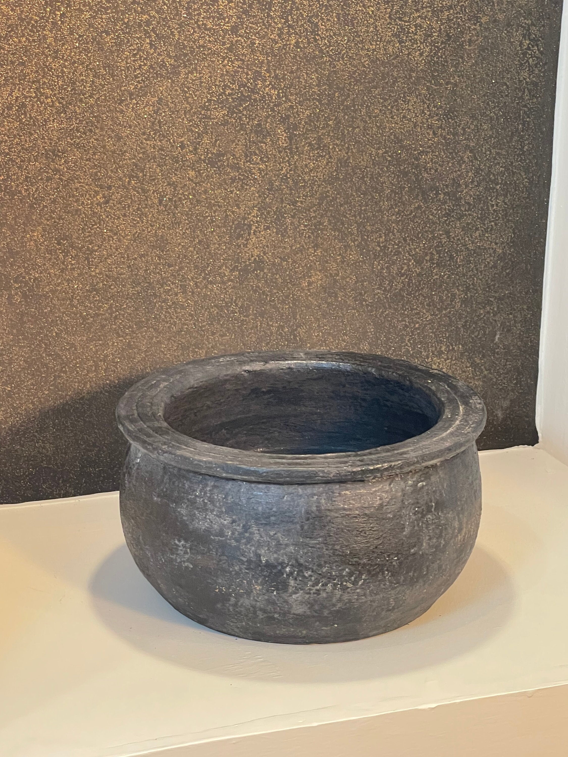 Black Rustic Unglazed Terracotta Pot, Aged Clay Decorative Pot - Etsy