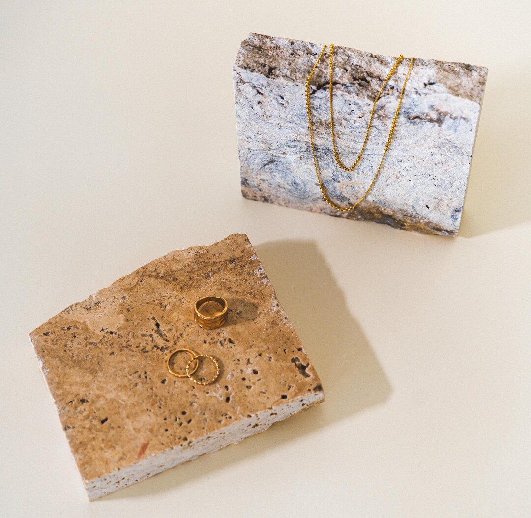 Beige Travertine Jewelry Display Stand, Natural Stone Ring Necklace ...