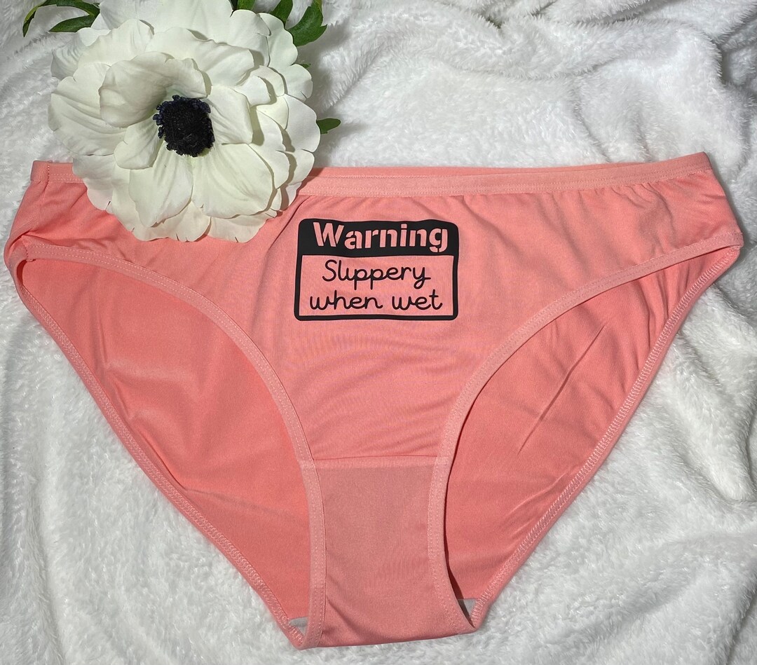 Solid Pink Bikini Cut Panty Size 12 Warning Slippery When Wet Etsy
